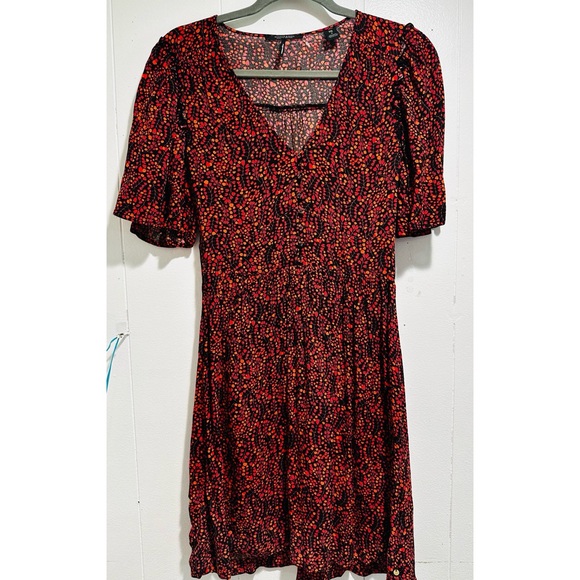 Scotch & Soda | Dresses | Scotch Soda Red And Black Puff Sleeve Midi ...